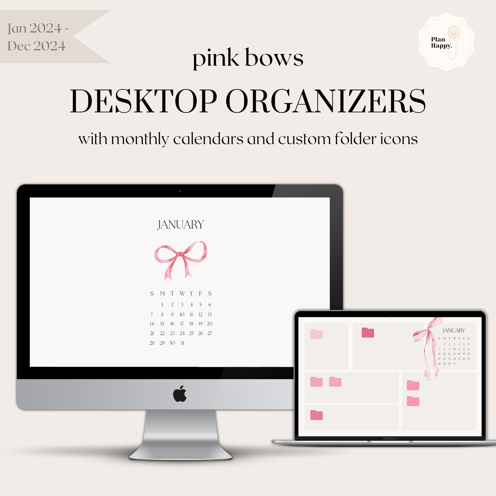 Desktop Organizer Wallpapers With Monthly Calendar (january 2024 - Dec ...