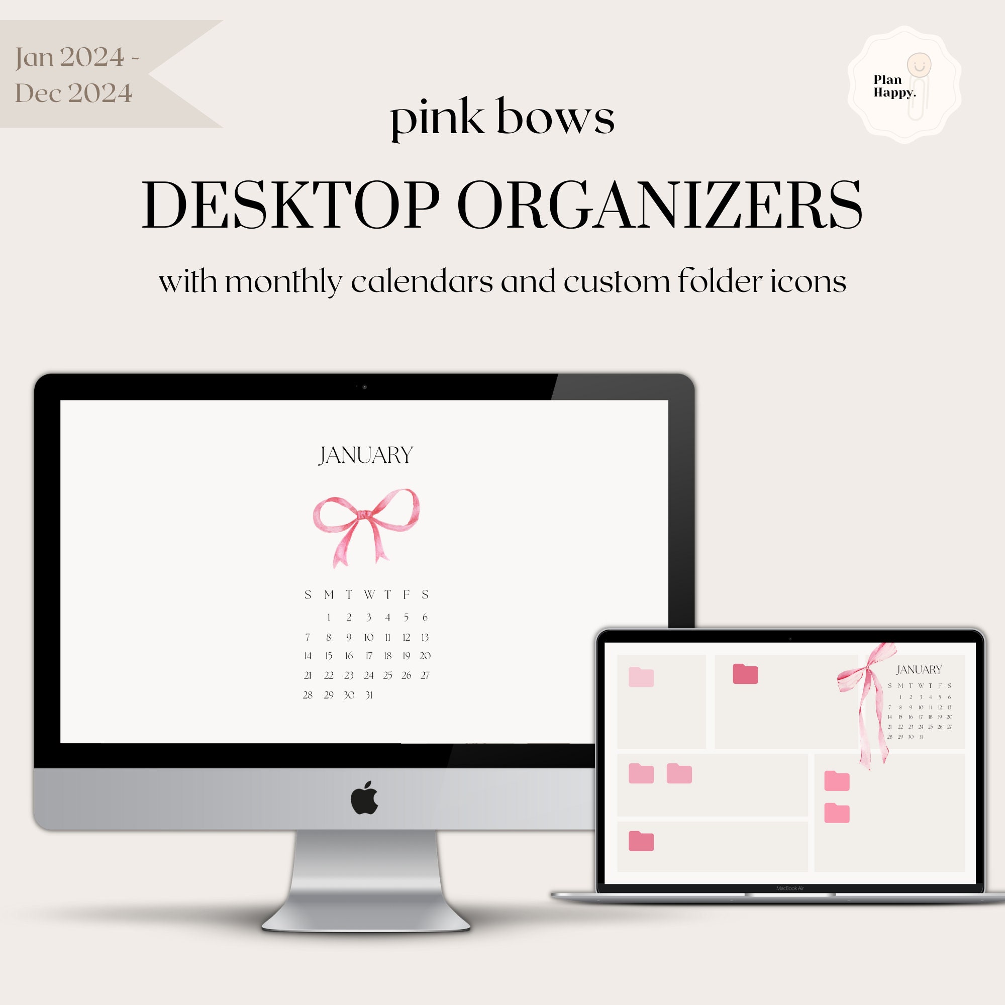 Desktop Organizer Wallpapers With Monthly Calendar (january 2024 - Dec ...