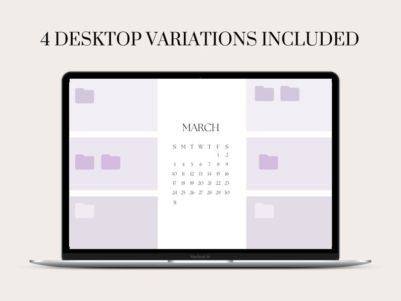 Soft Lilac Desktop Organizer Wallpapers With Monthly Calendar (march ...
