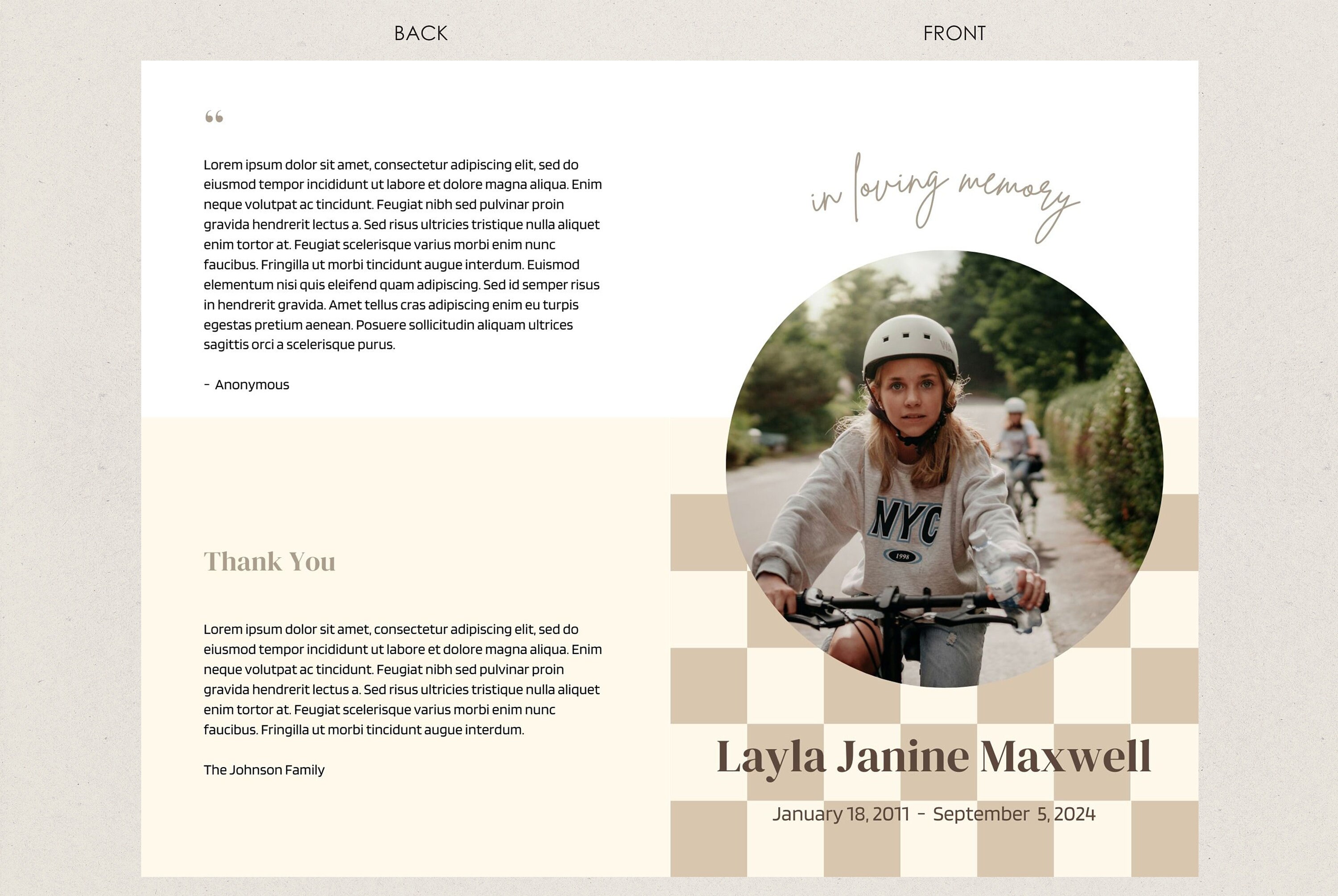 Neutral Celebration of Life | Template Program | Funeral | Printable ...