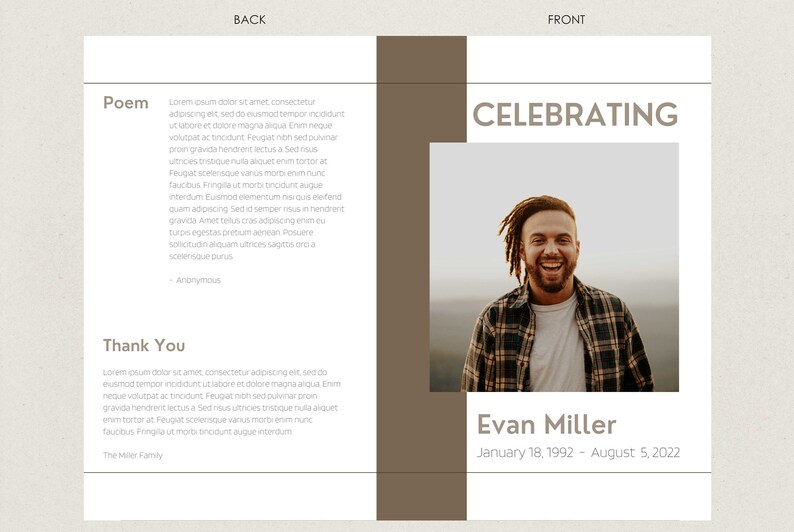 Editable Celebration of Life Program | Template Program | Memorial ...