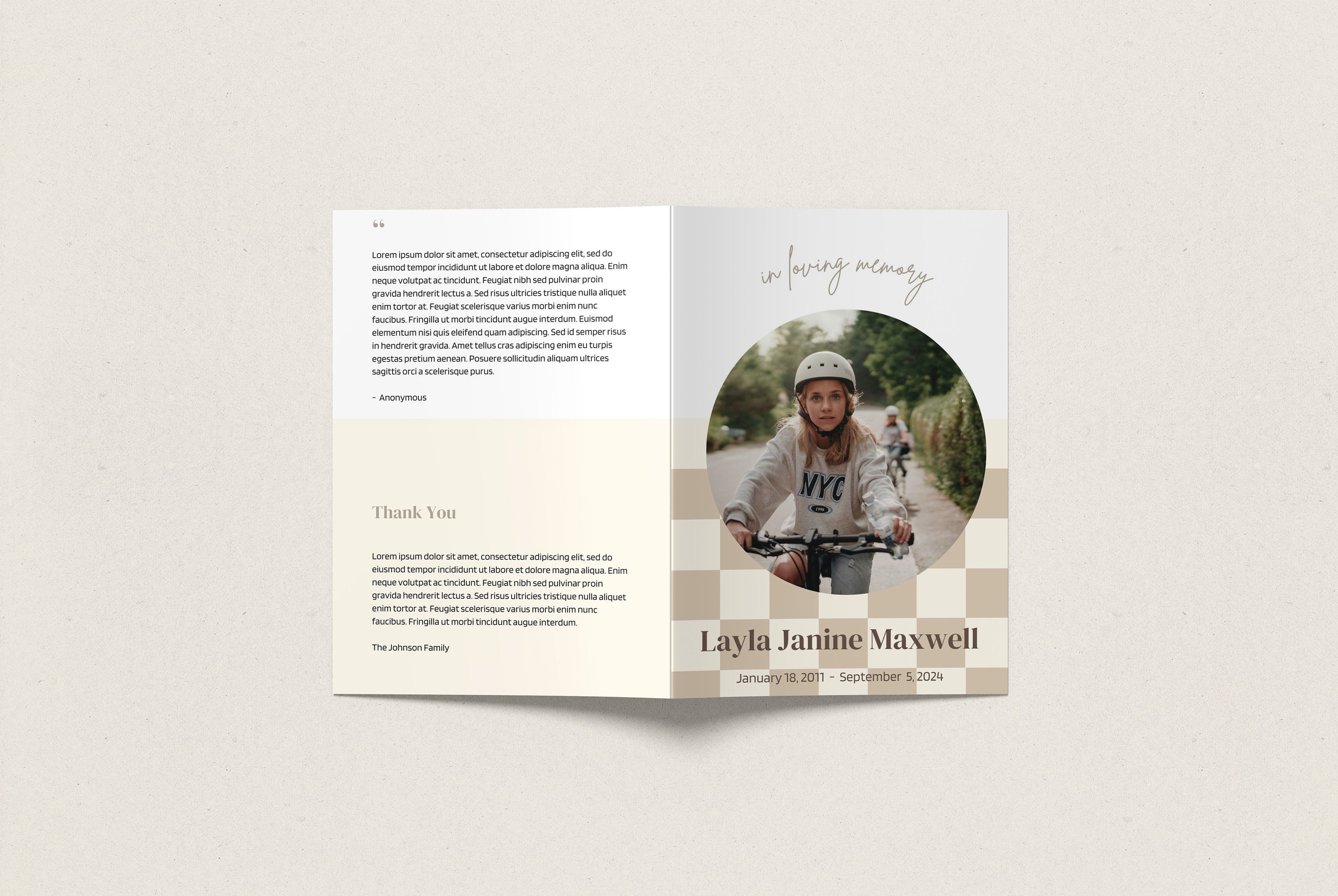 Neutral Celebration of Life Template Program Funeral Printable Children ...