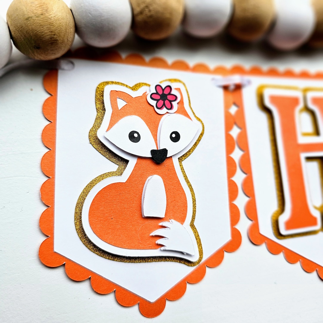 Personalized Fox Birthday Banner: Orange & Gold Woodland Party Decor - Etsy