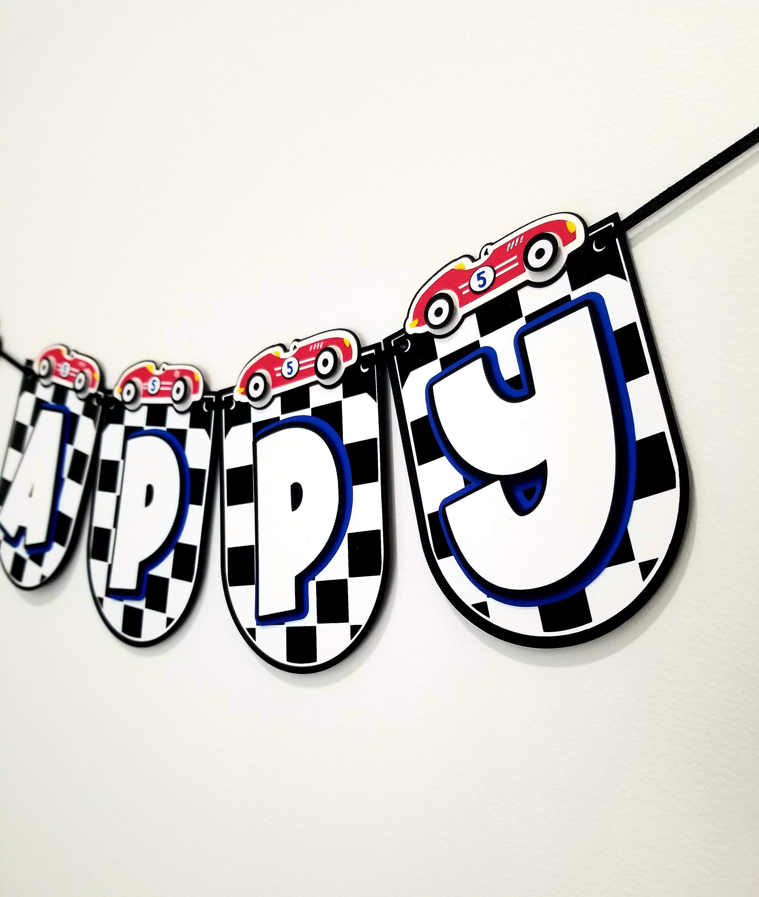 Race Car Themed Birthday Banner Racing Photo Banner Checkered Racing ...