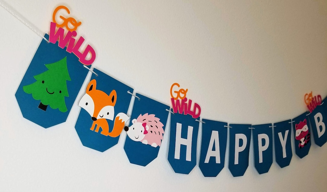 Woodland Animal Happy Birthday Banner Animal Banner - Etsy