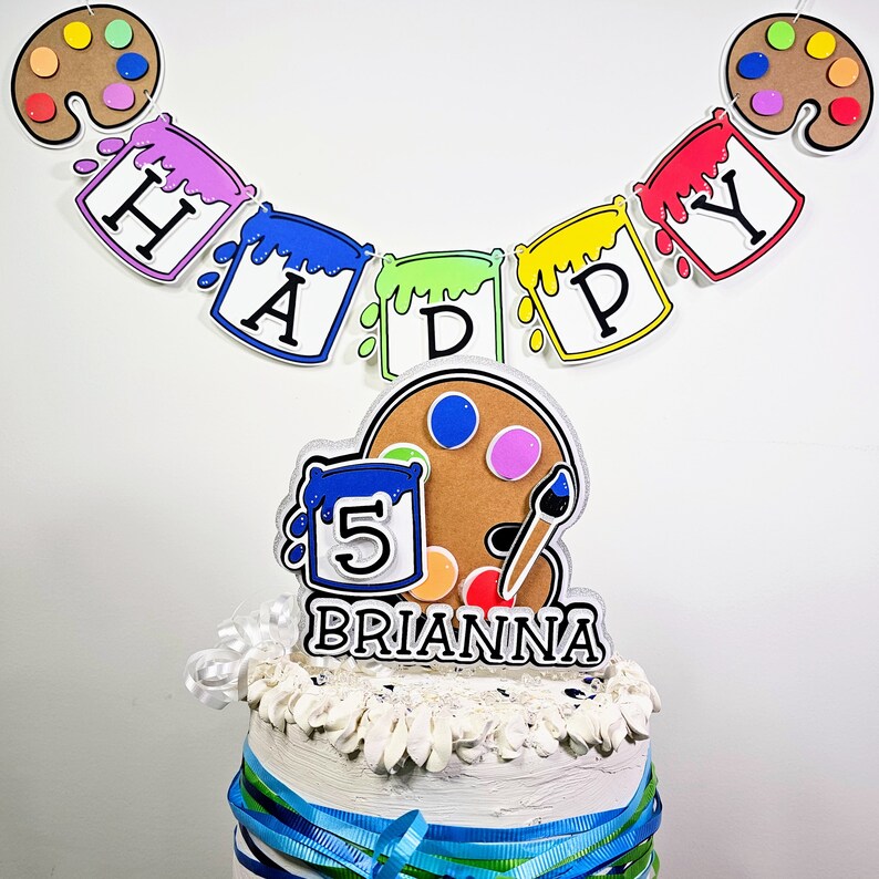 Personalized Art Party Cake Topper: Custom Name & Age - Etsy