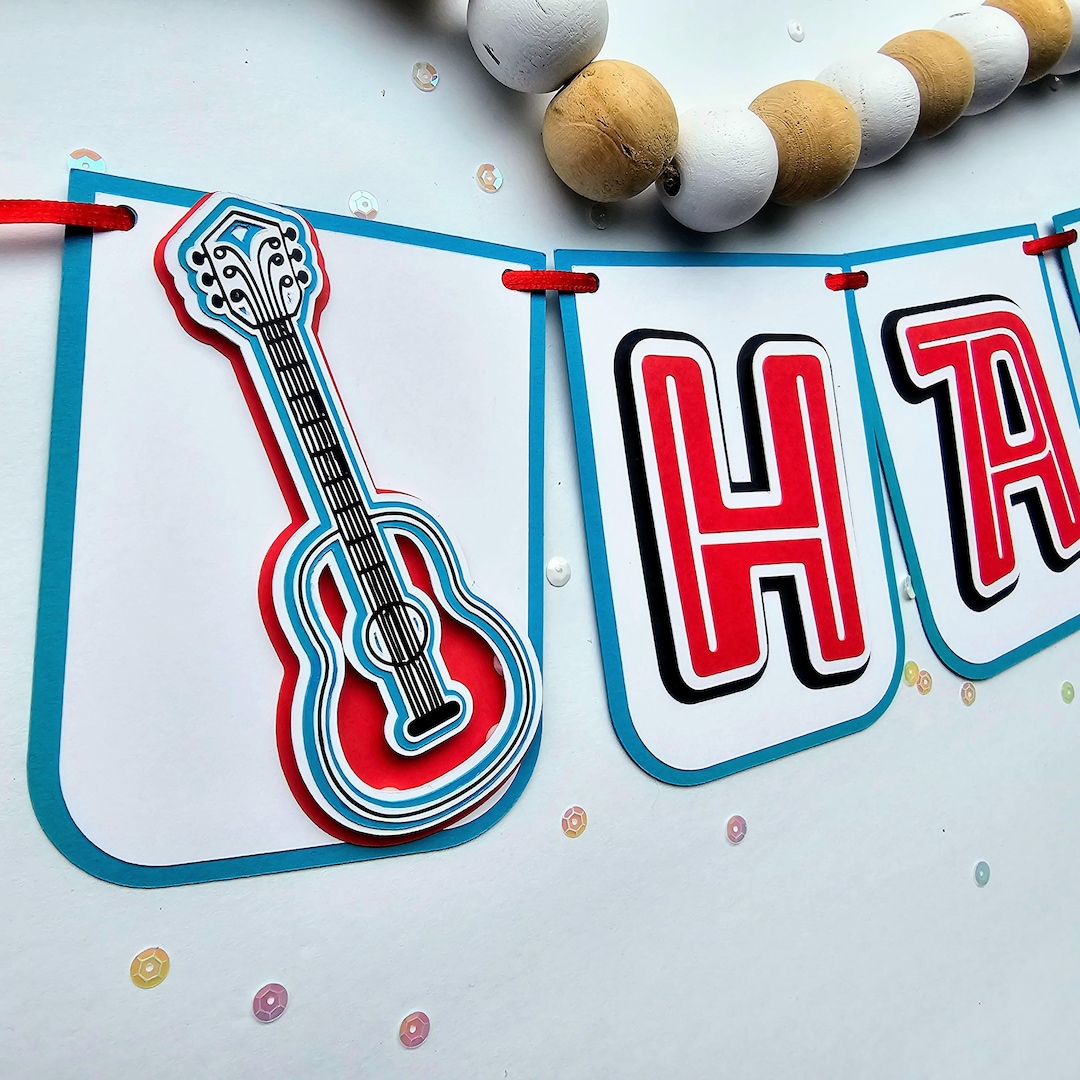 Personalized Guitar Happy Birthday Banner | Guitar Retirement Banner ...