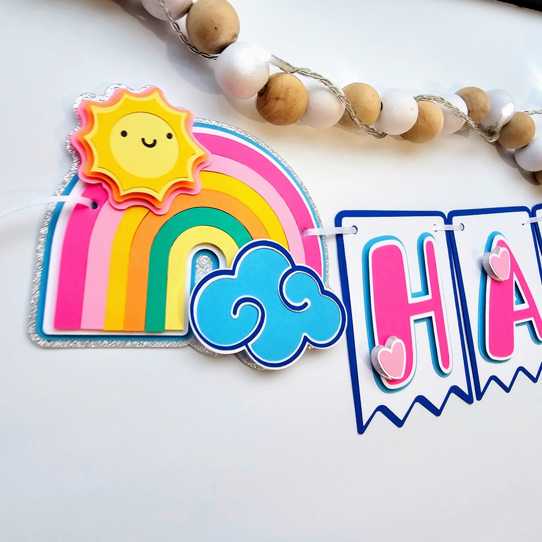 Personalized Rainbow Birthday Banner: Handmade Cardstock Party Decor - Etsy