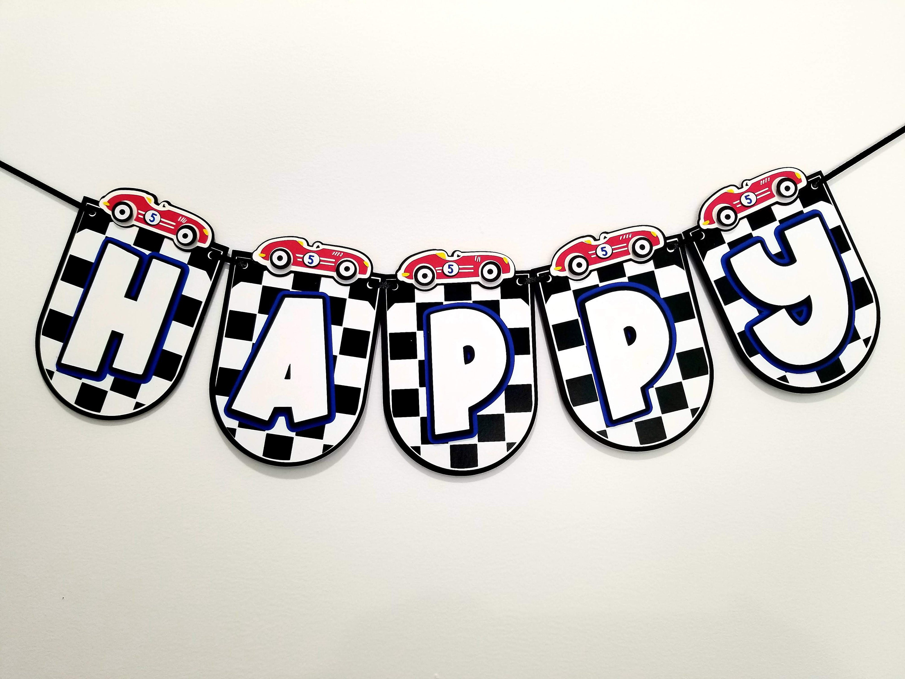 Race Car Themed Birthday Banner Racing Photo Banner Checkered Racing ...