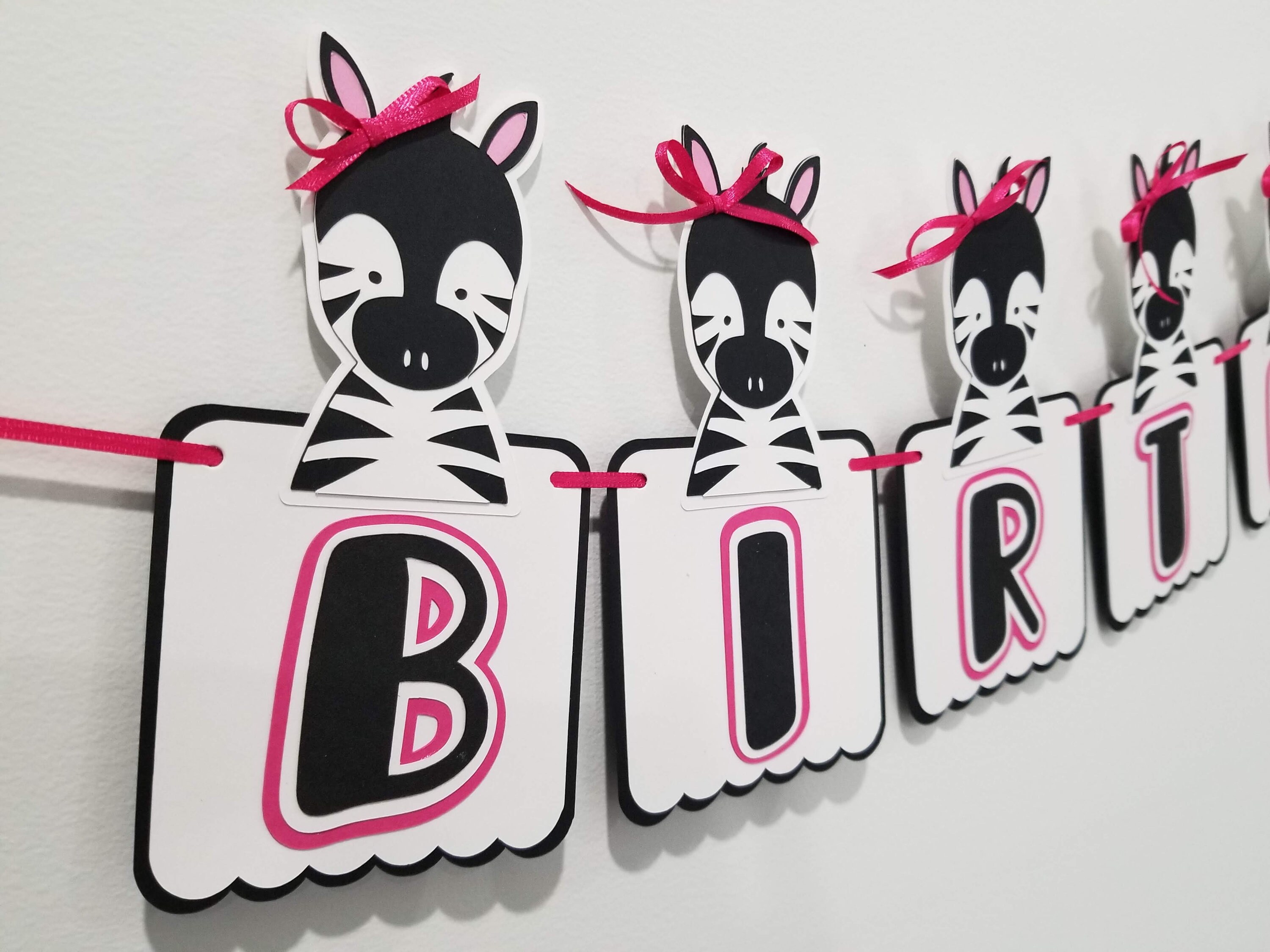 Zebra Happy Birthday Banner Printable