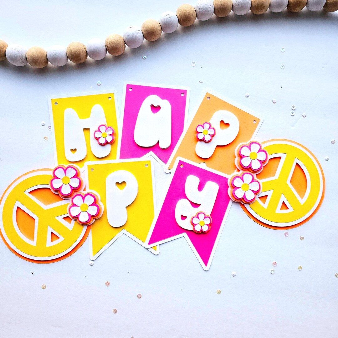Personalized Groovy Happy Birthday Banner | Hippie Banner | 70's Custom ...