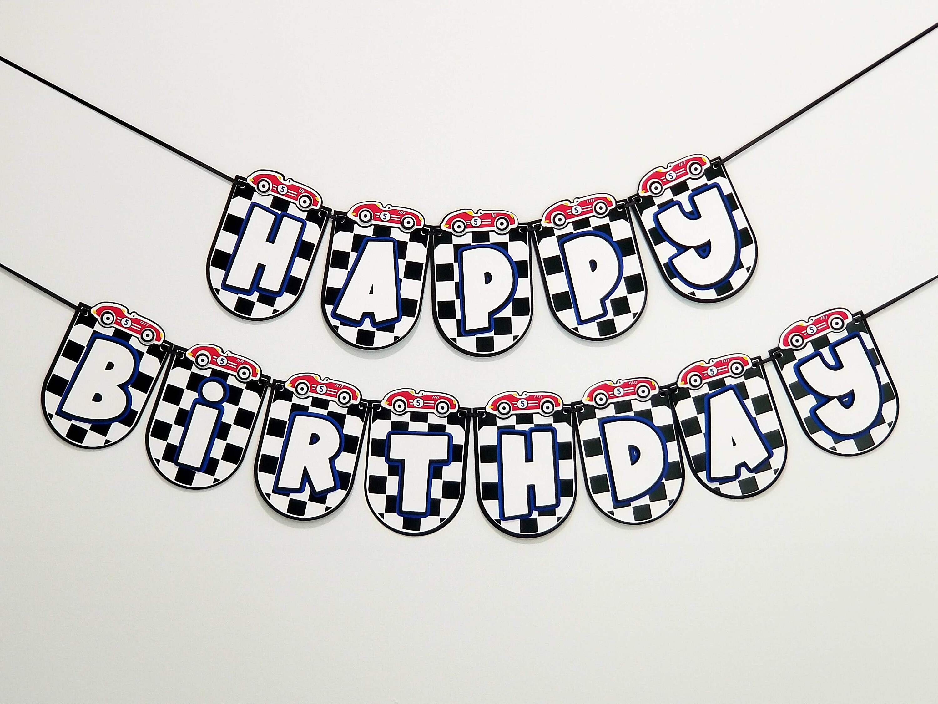 Race Car Themed Birthday Banner Racing Photo Banner Checkered Racing ...