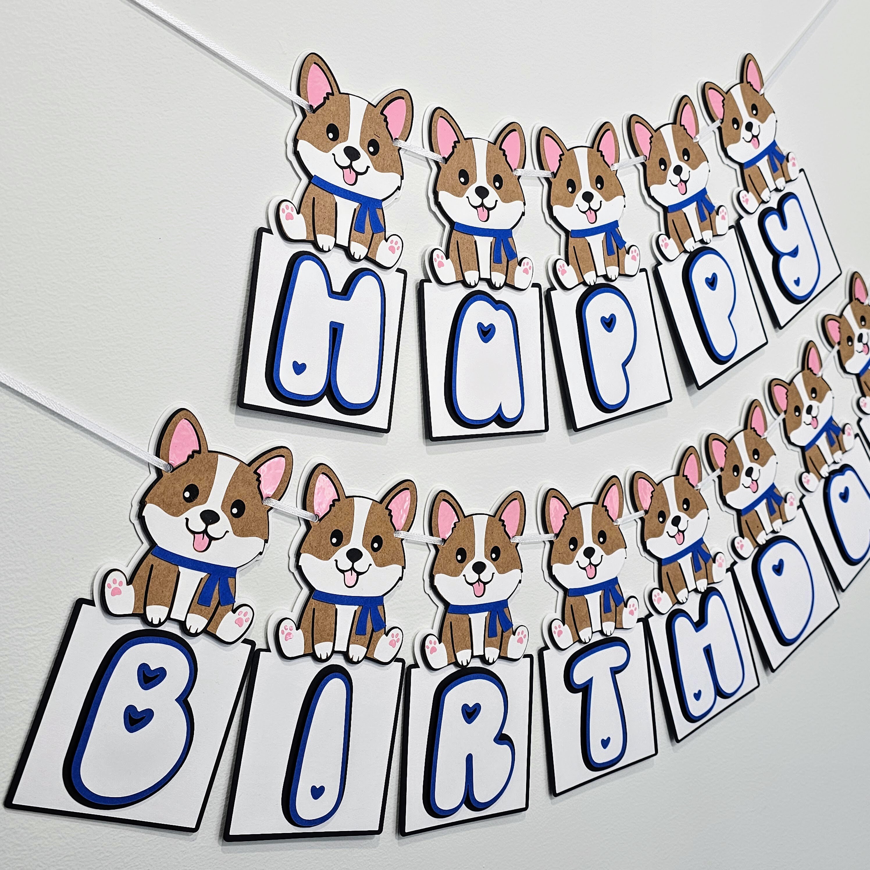 Puppy Birthday Banner for Dog Theme Party corgi Dog Banner Kid's ...