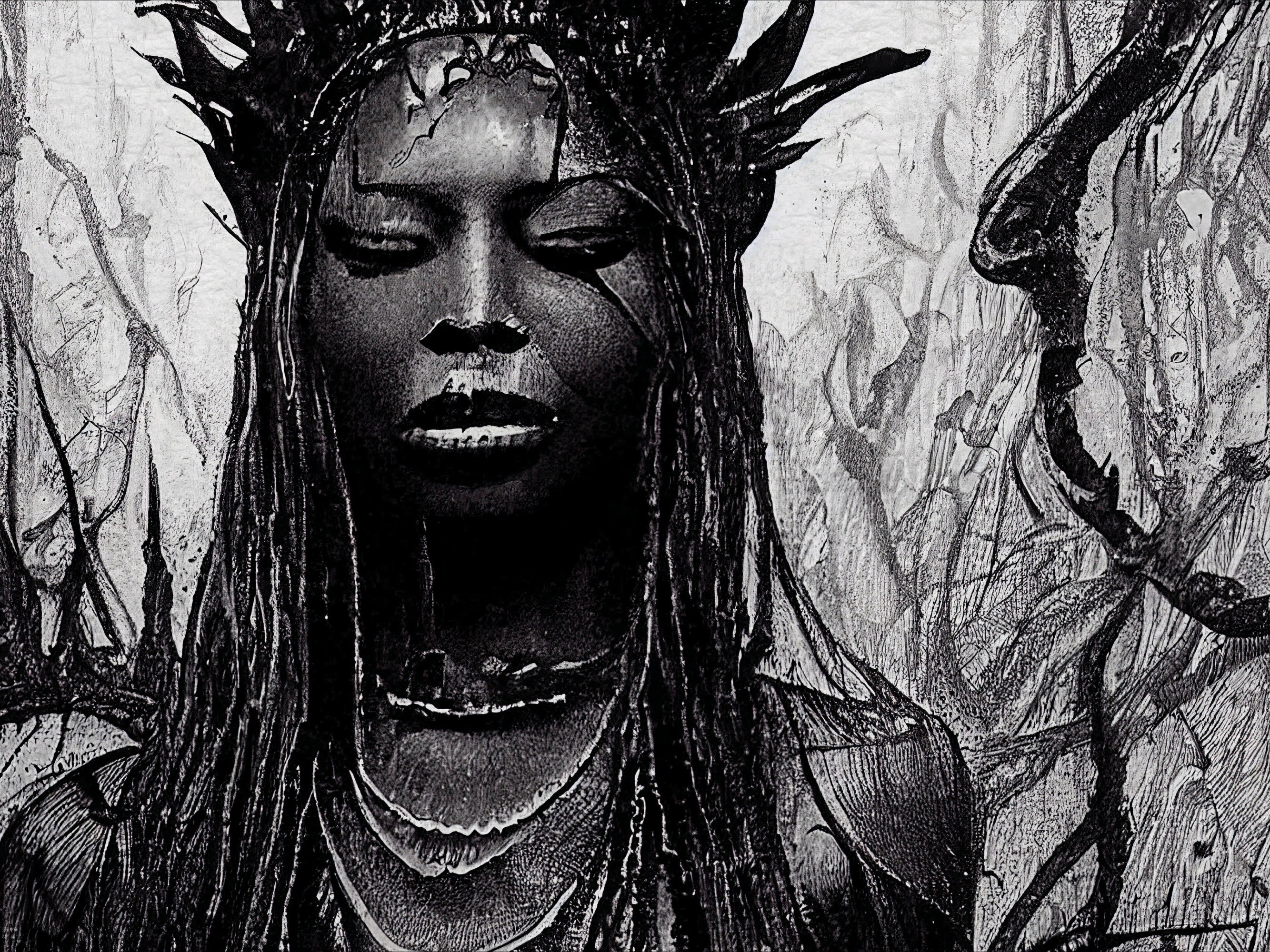 Voodoo Priestess Gothic Art Print Horror Print Victorian Ink Drawing ...