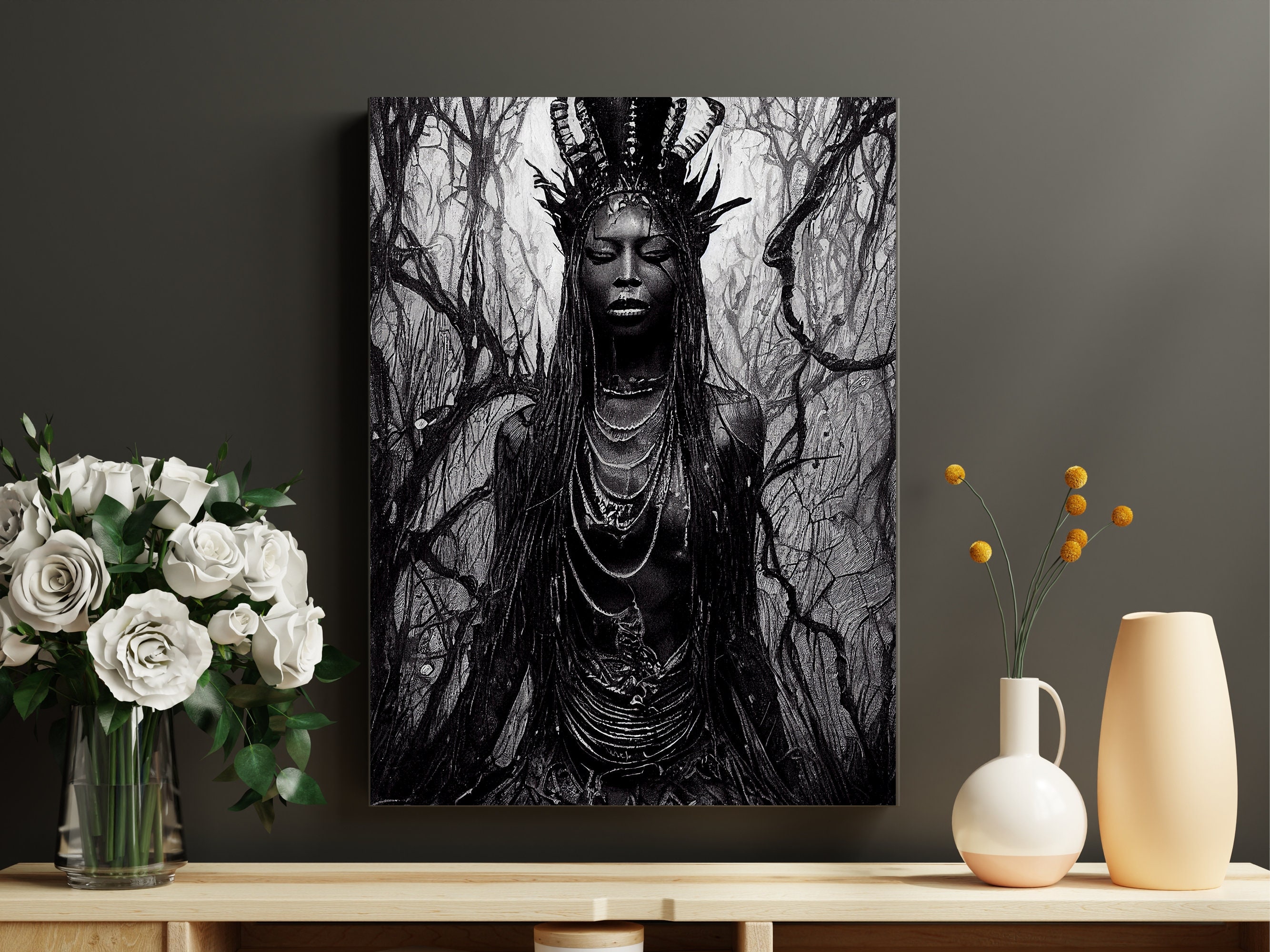Voodoo Priestess Gothic Art Print Horror Print Victorian Ink Drawing ...