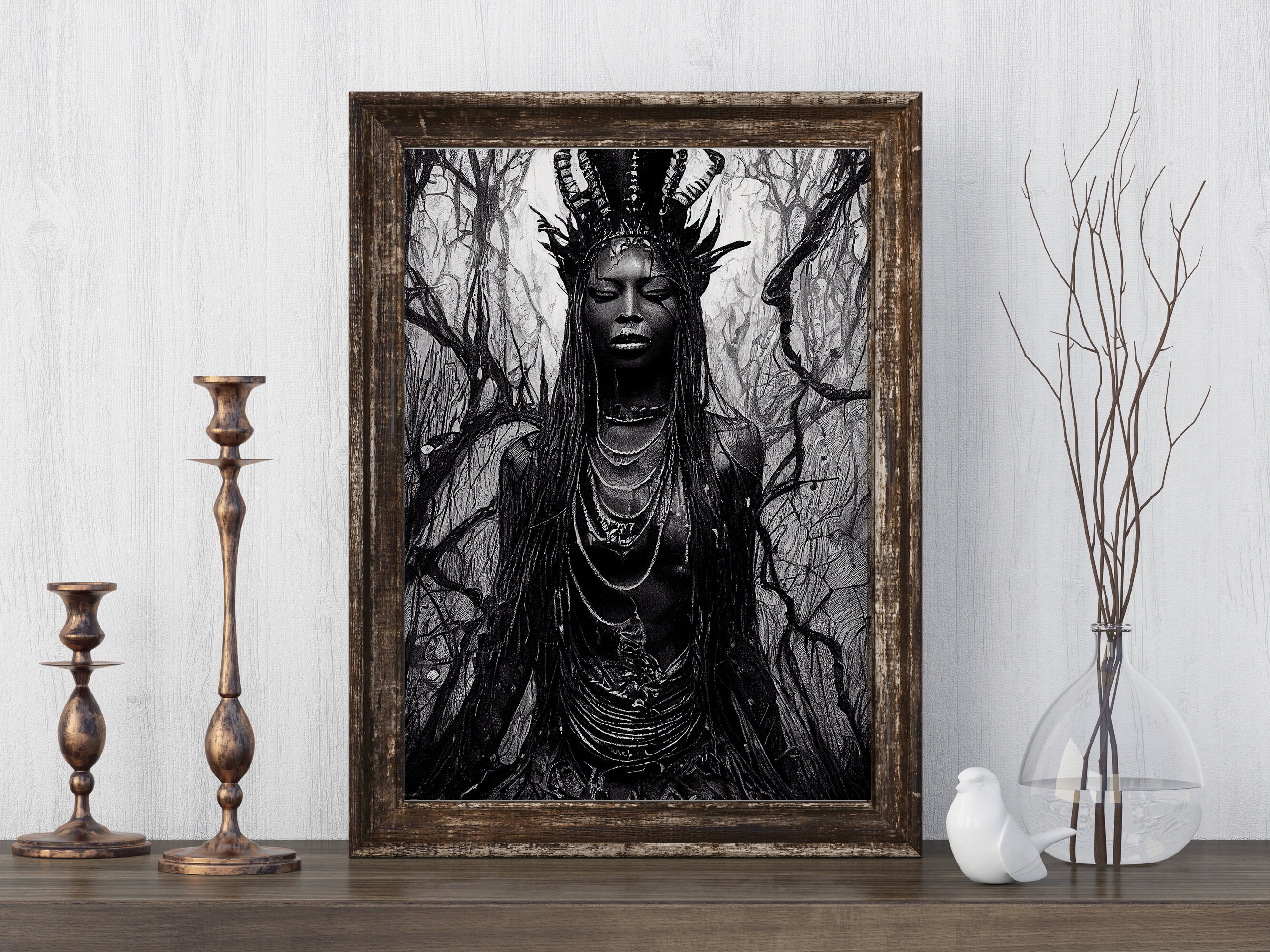 Voodoo Priestess Gothic Art Print Horror Print Victorian Ink Drawing ...