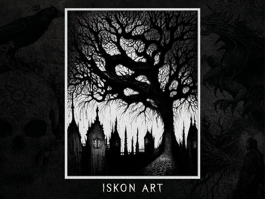 The Tainted Town Gothic Art Print Dark Surrealism Victorian Ink Drawing ...