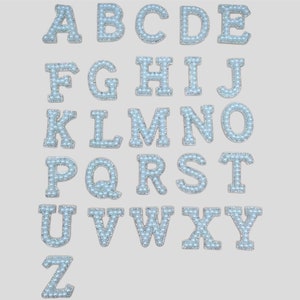 White Pearl and Rhinestone Letter Patches | Iron on | A-Z Letters - Etsy