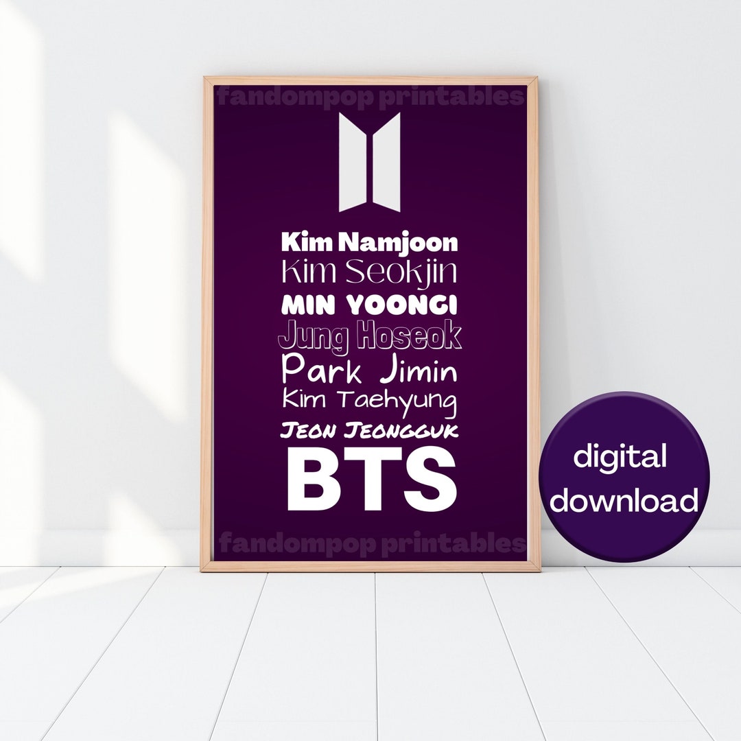 BTS Name Fanchant Digital Download, BTS ARMY Prints, Bts Wall Art ...