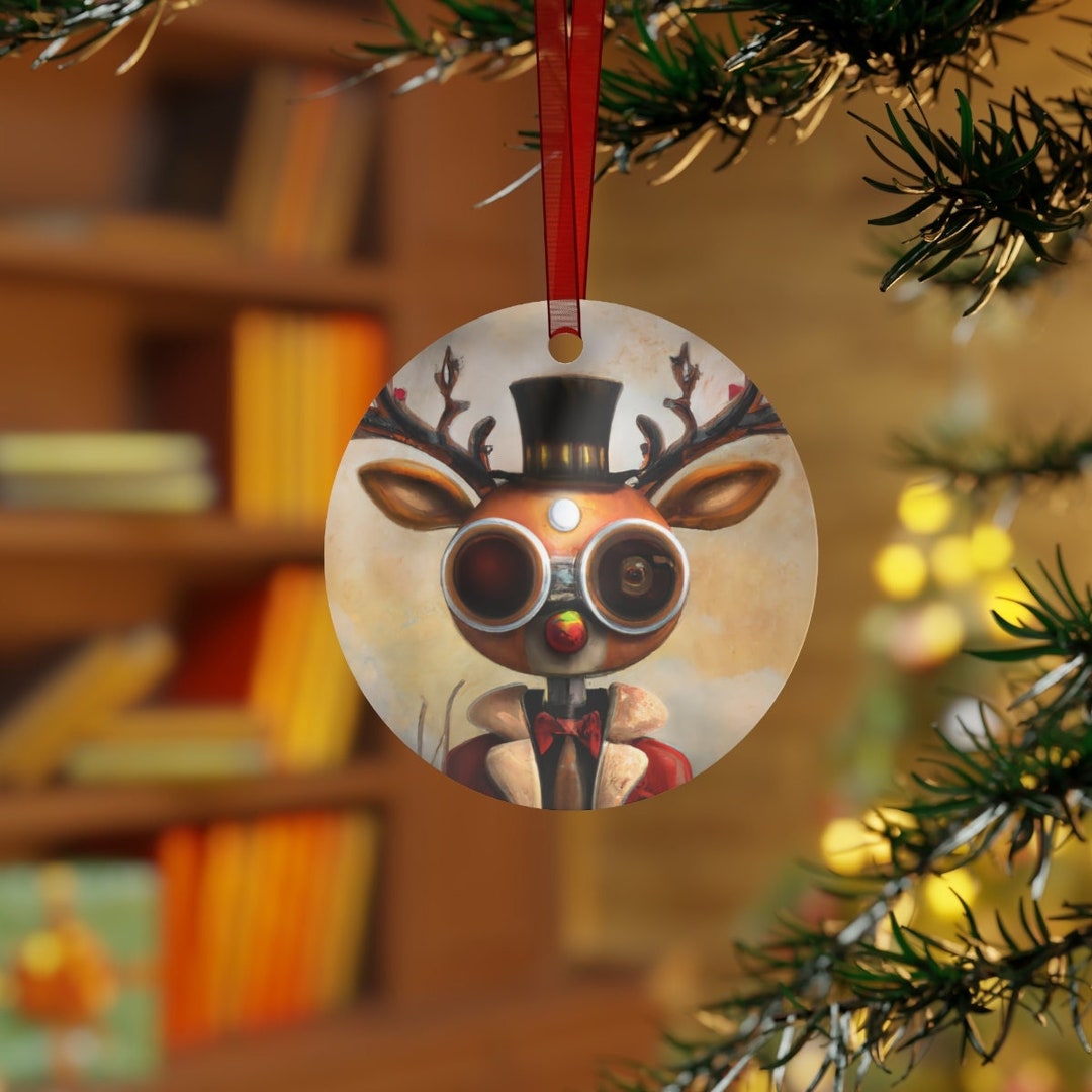 Steampunk Rudolph Christmas Metal Christmas Ornament - Holiday Gift ...