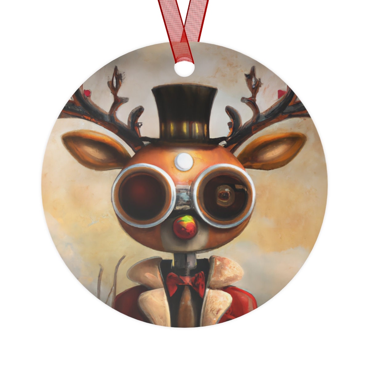 Steampunk Rudolph Christmas Metal Christmas Ornament - Holiday Gift ...