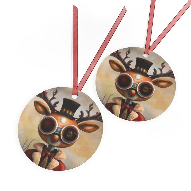 Steampunk Rudolph Christmas Metal Christmas Ornament - Holiday Gift ...