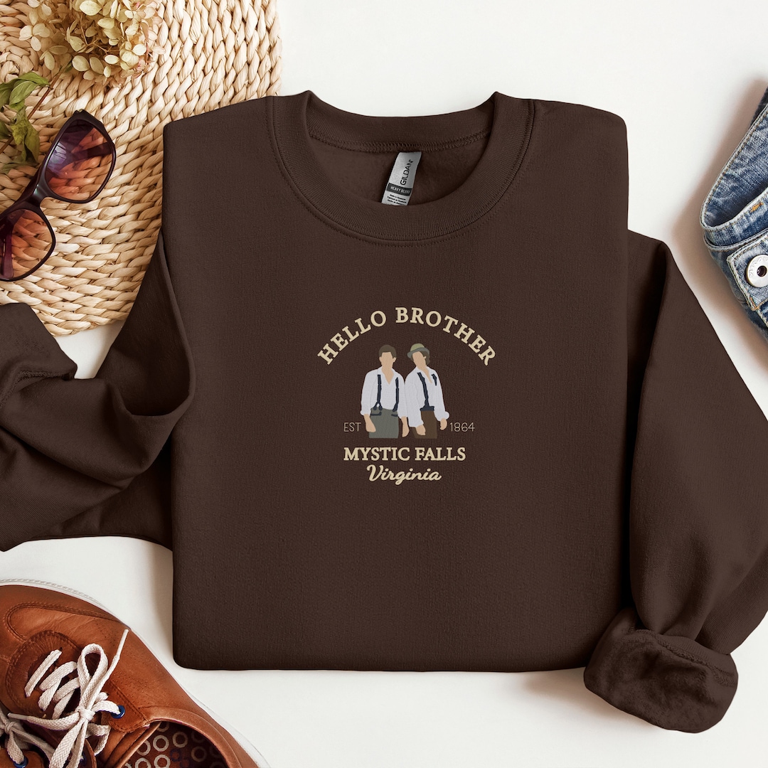 Embroidered 'hello Brother' Crewneck: TVD Fan Apparel - Etsy