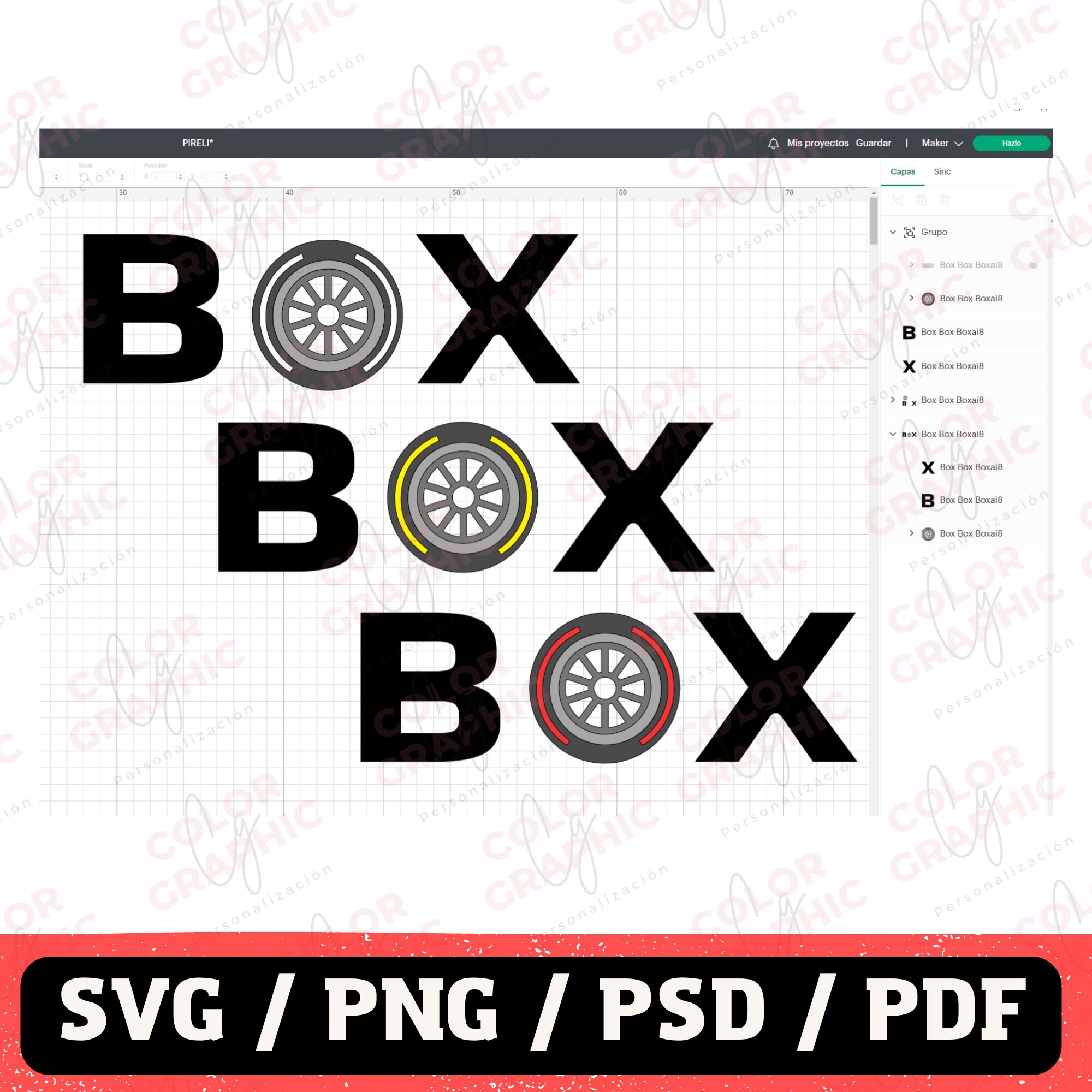 Archivo Digital de F1 box, box, box, svg, ideal para corte, impresion ...