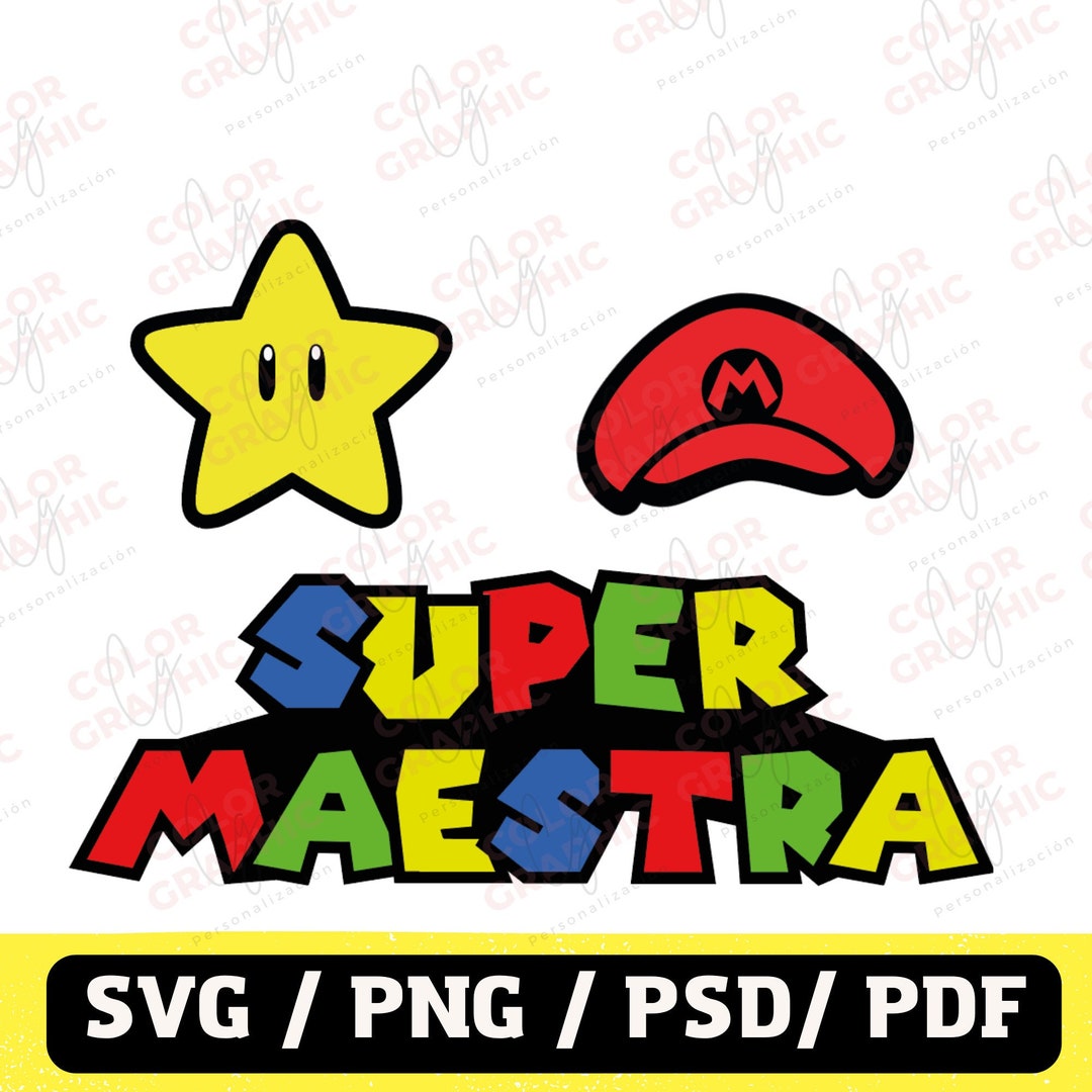 Design Super Teacher Star and Hat SVG Super Mario Style, Super Teacher Svg, Teacher Svg, Files ...