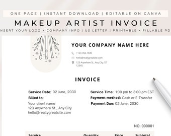 Invoice Template for Makeup Artists, Hair Stylists, Beauty ...