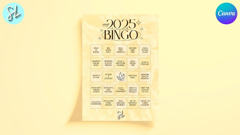 2025 Goals Bingo Card | Digital Download, Printable Goal Tracker ...