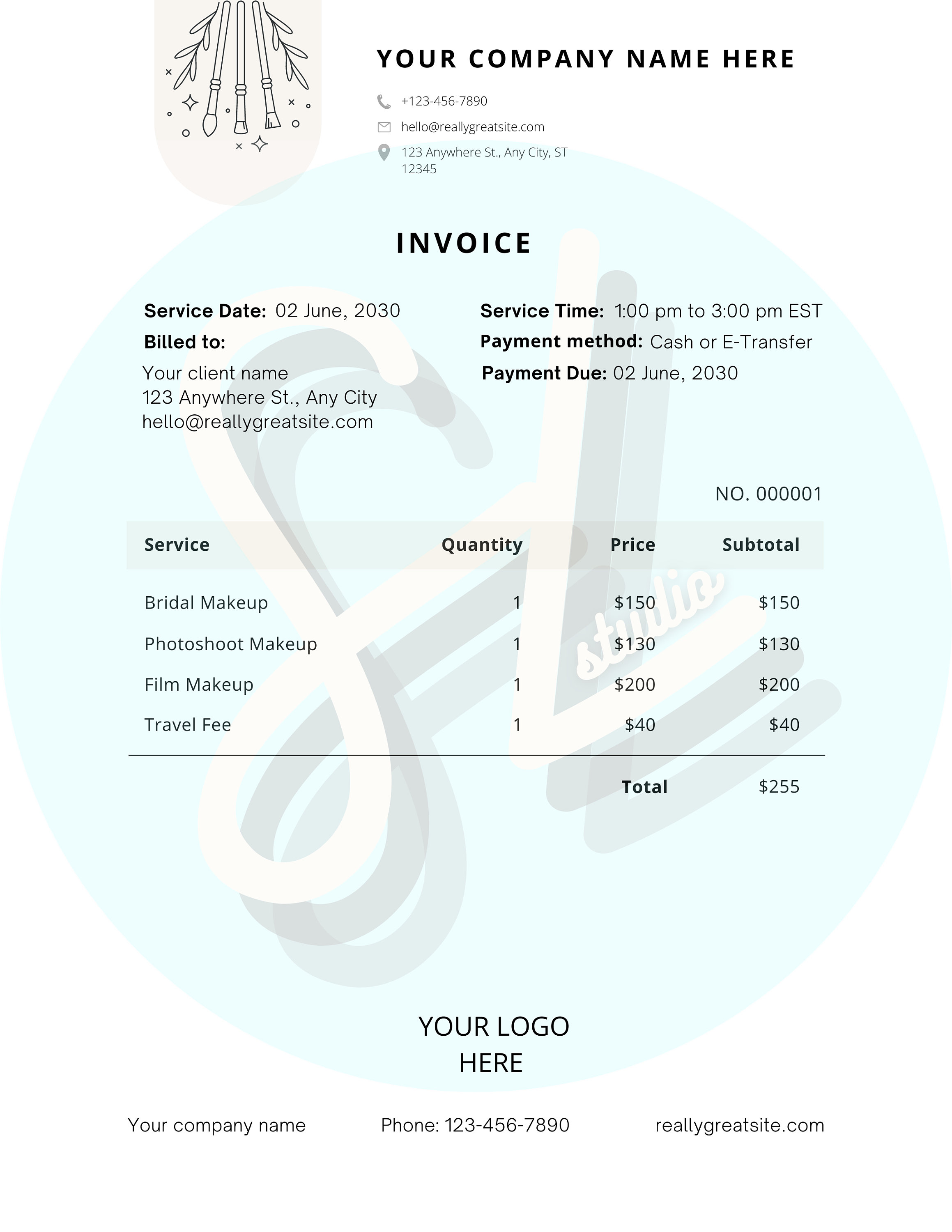 EDITABLE Invoice, Business Invoice, Makeup Invoice, Hair and Makeup ...
