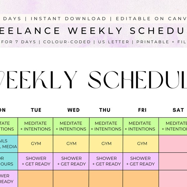Color Coded Schedule - Etsy