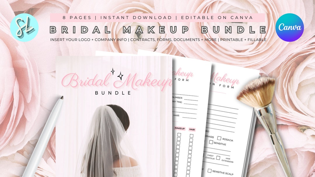 EDITABLE Bridal Makeup Bundle, Bridal MUA Forms Template, Makeup Artist ...