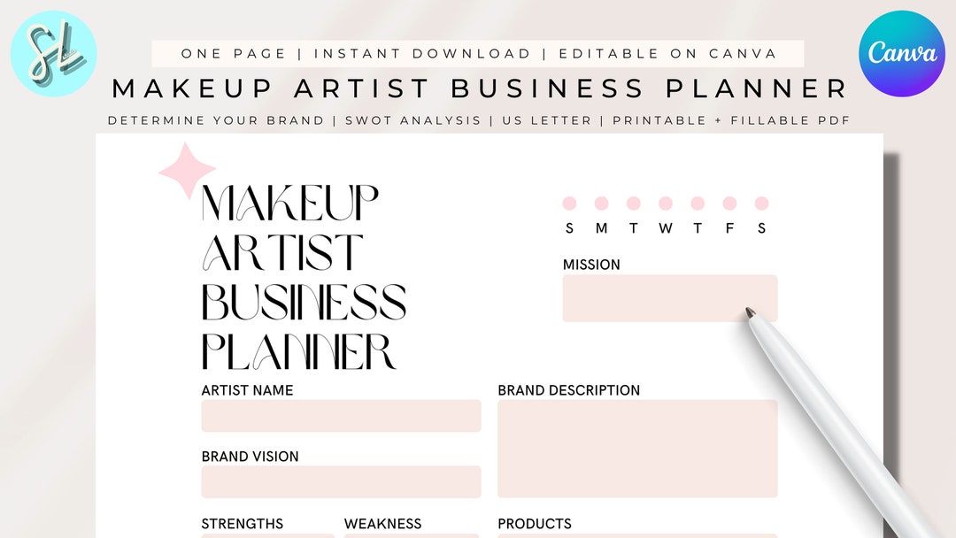EDITABLE Makeup Artist Business Planner, Hair and Makeup Artists ...