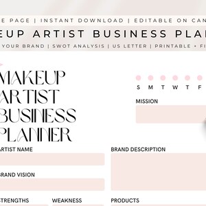EDITABLE Makeup Artist Business Planner, Hair and Makeup Artists ...
