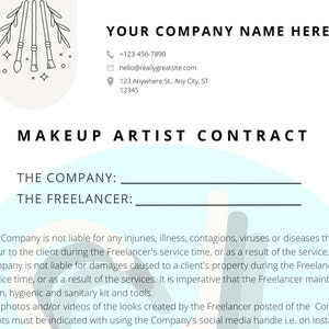 EDITABLE 2023 Makeup Artist Contract, Subcontract Makeup Artists ...