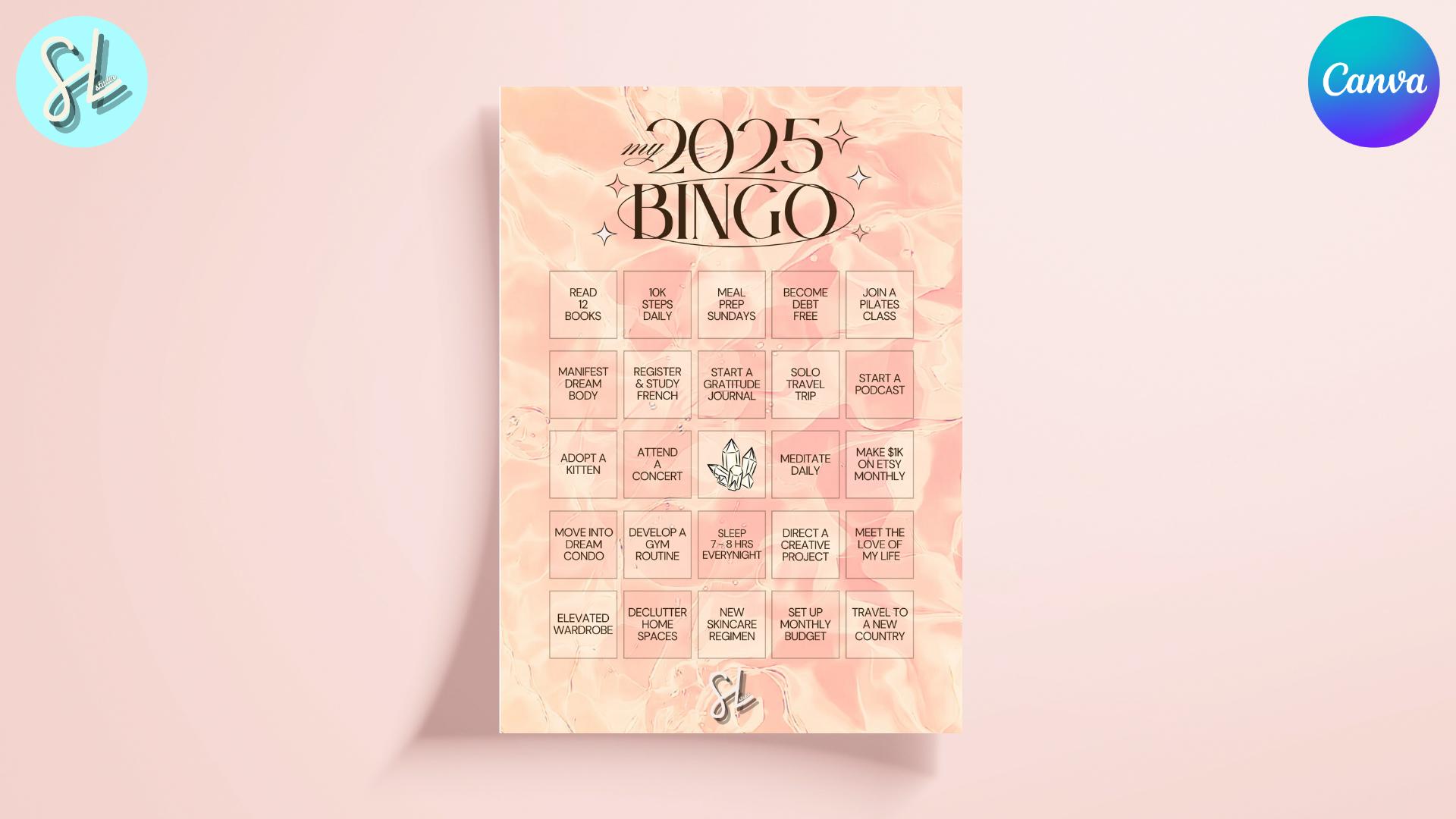2025 Goals Bingo Card | Digital Download, Printable Goal Tracker ...
