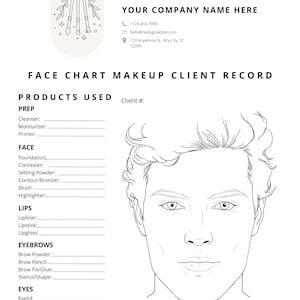 EDITABLE Face Chart Makeup Client Records, Makeup Artist Face Charts ...