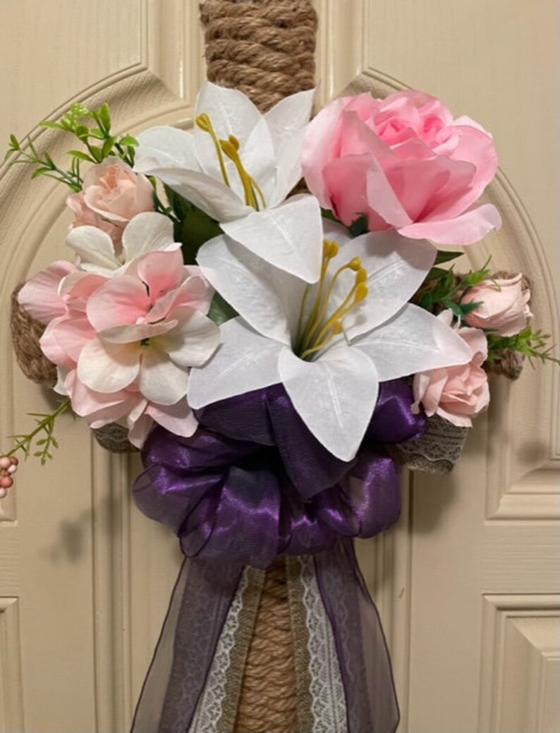 Floral Cross Nautical Rope Handmade Woven Cross Memorial Wreath - Etsy