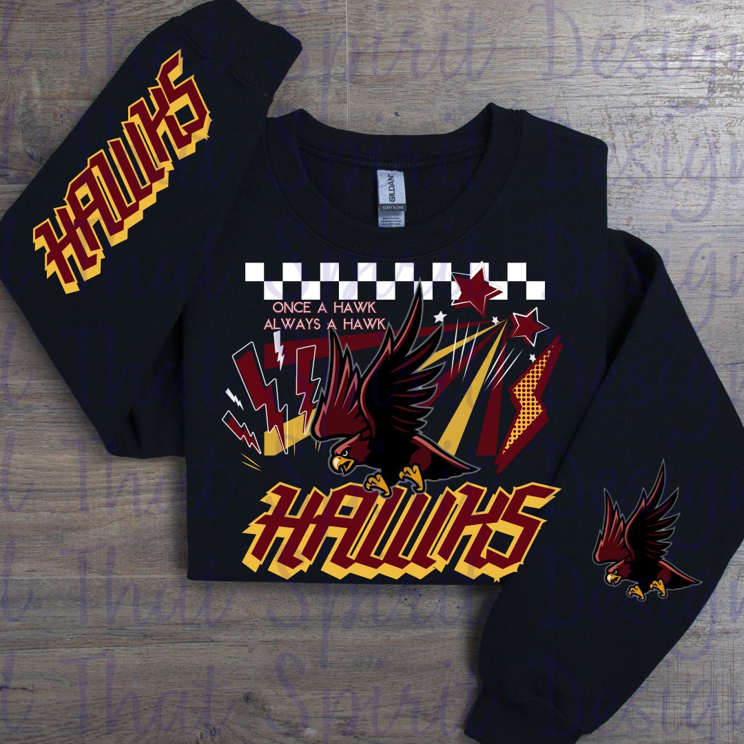 Mascot Hawks Maroon Gold White Black School Spirit PNG DTF Sublimation ...