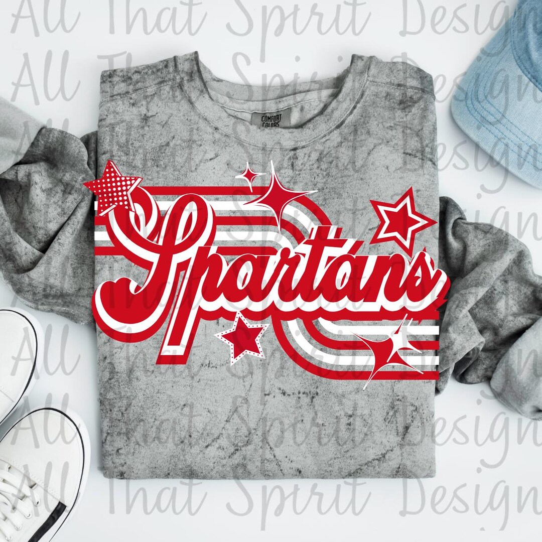 Custom Mascot Transfer Spartans Red White School Spirit Football Cheer ...