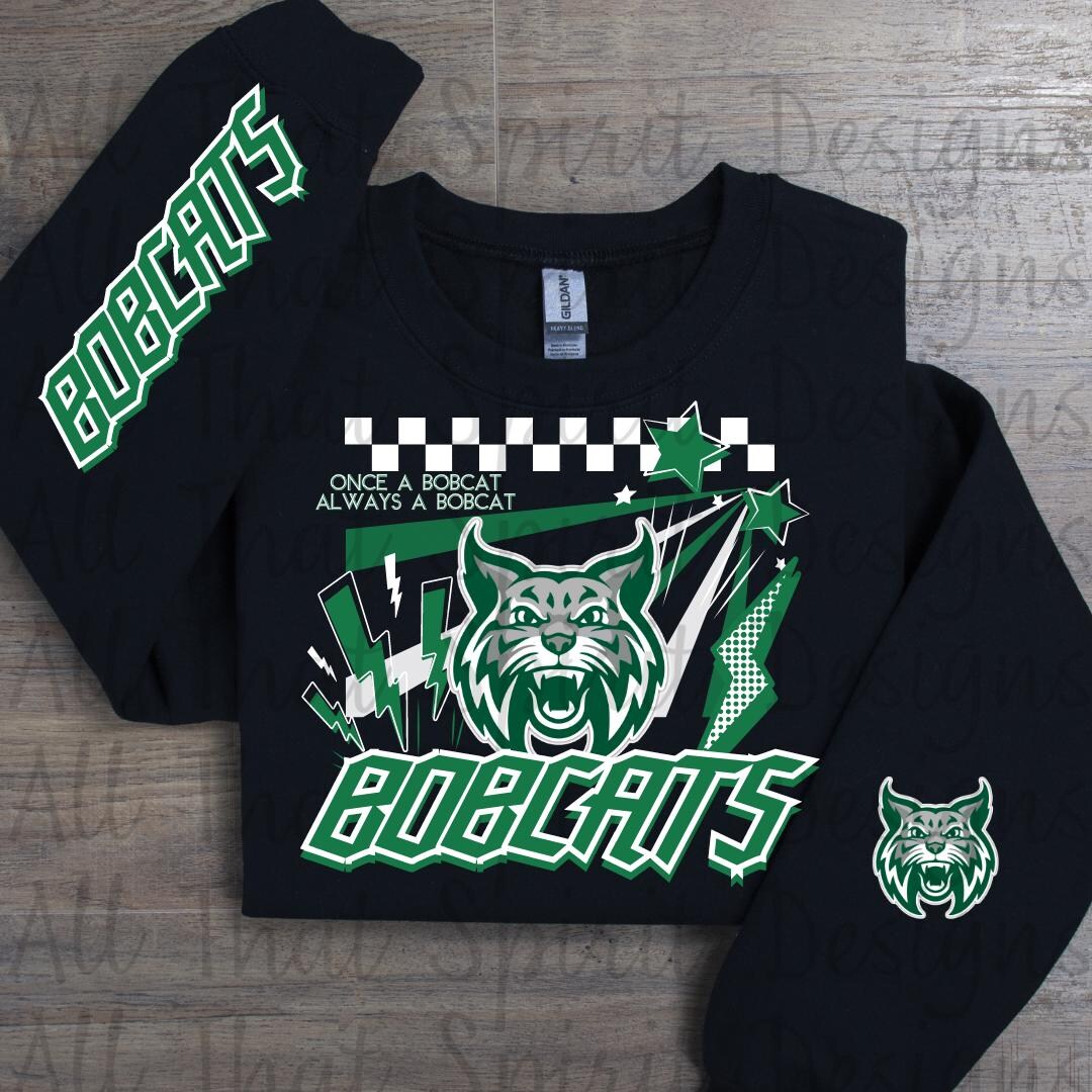 Mascot Bobcats Green White Black School Spirit PNG DTF Customization ...
