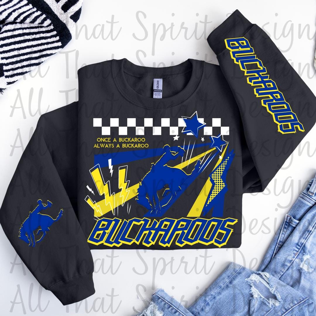 Mascot Buckaroos Blue Yellow White Black School Spirit PNG DTF Instant ...