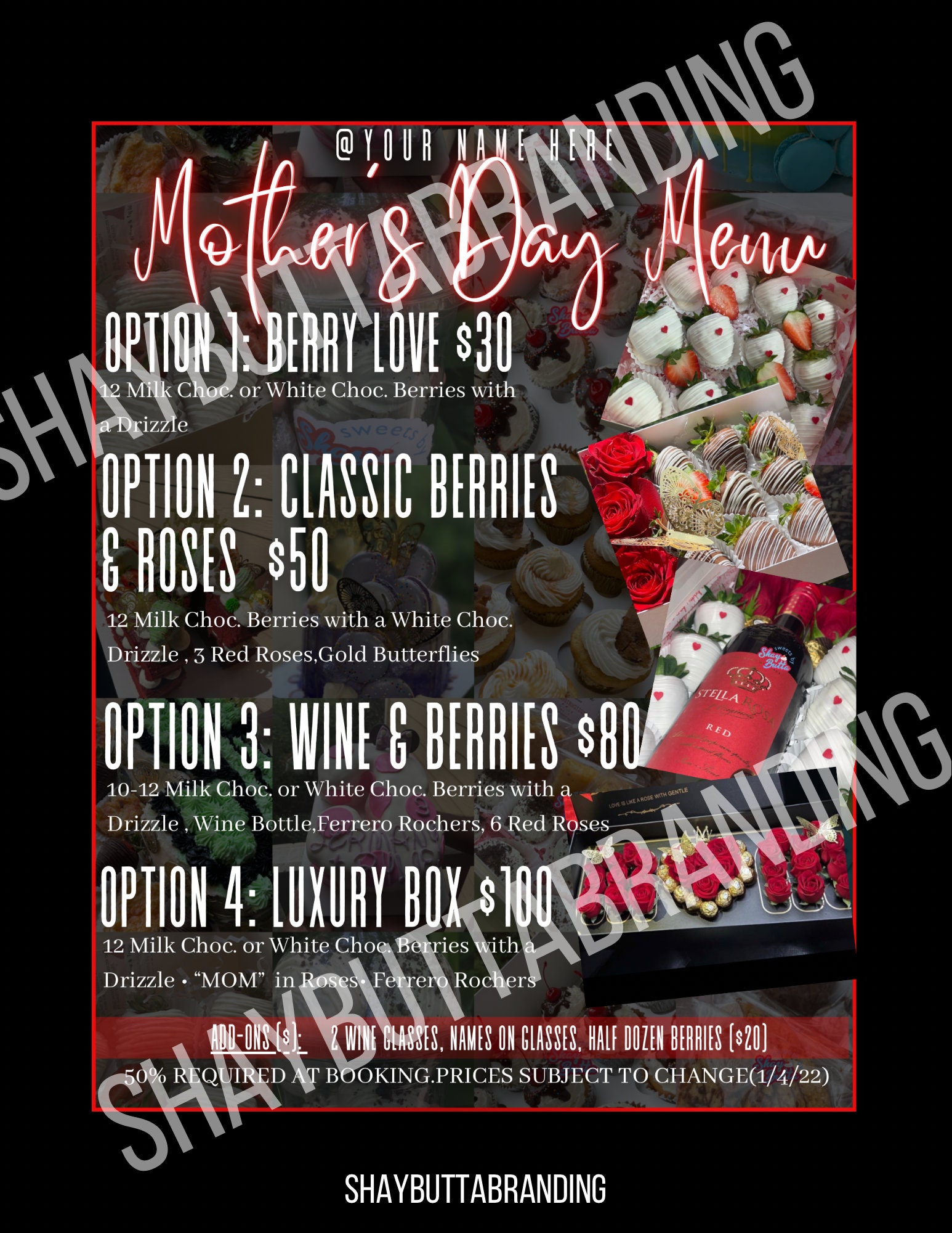 Editable Mother’s Day Menu| Instant DIY Food Flyer Canva Editable ...