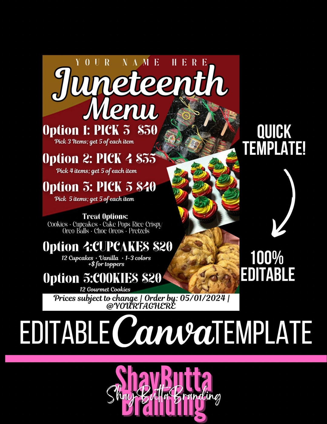 Editable Juneteenth Day Menu | DIY Food Flyer - Canva Editable Template ...