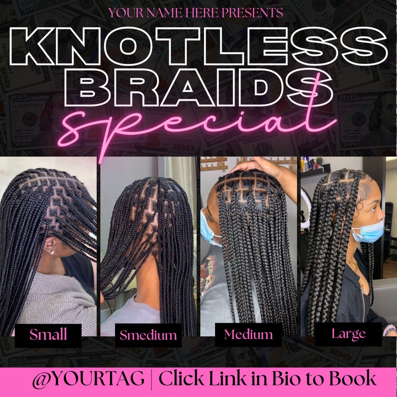 Knotless Braids Flyer | DIY Instagram Flyer - Canva Editable Template ...