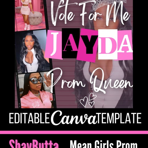 Editable mean Girls Prom Queen Flyer Vote for Me - Etsy