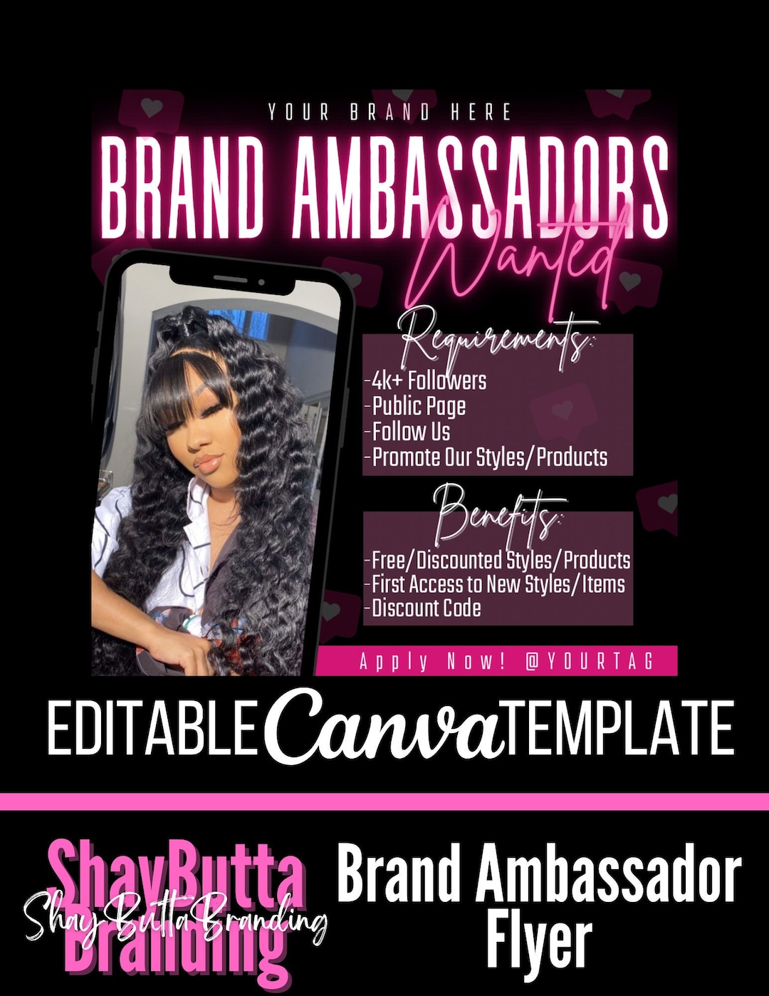 Brand Ambassadors Wanted Flyer DIY Instagram Flyer Canva Editable ...