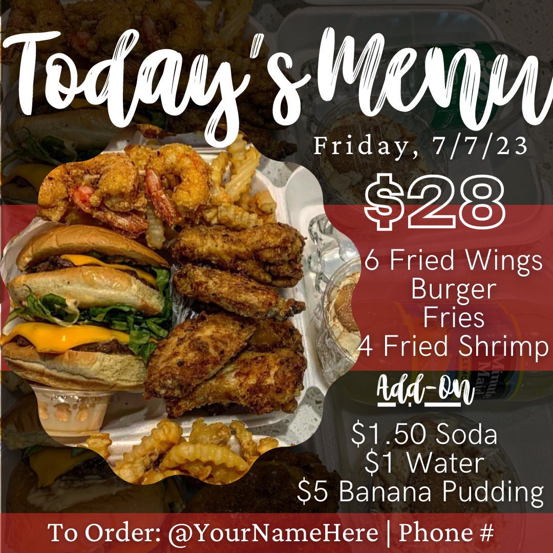 Editable Food Menu DIY Food Flyer Canva Editable Template - Etsy UK